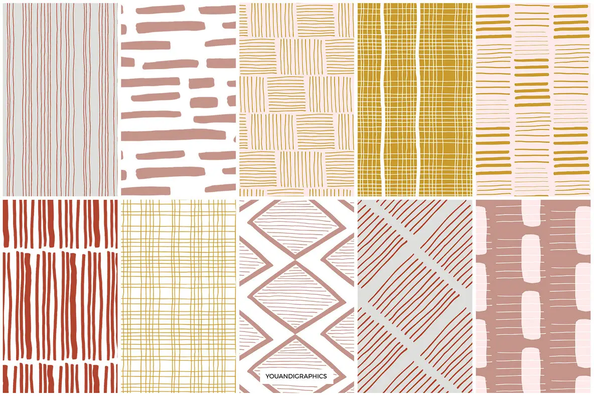 Sunset Lines Hand Drawn Patterns Graphics - YouWorkForThem