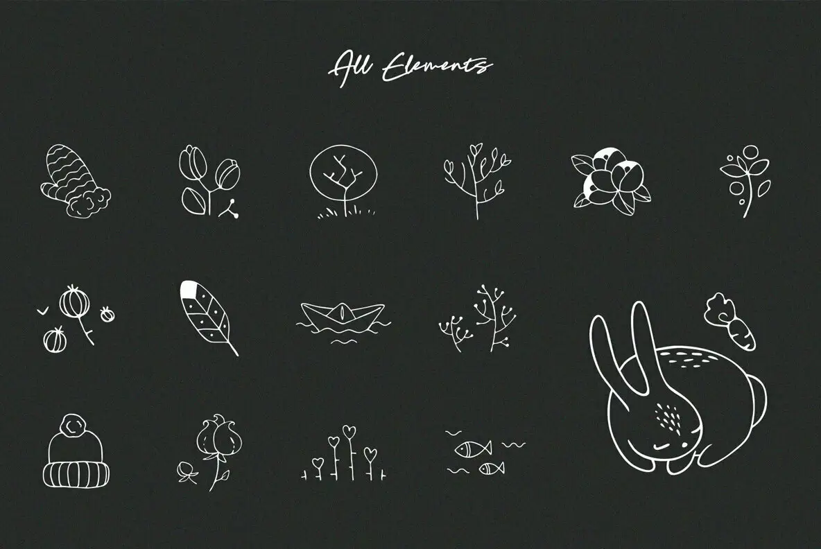 50 Hand Drawn Logo Elements Graphics - YouWorkForThem