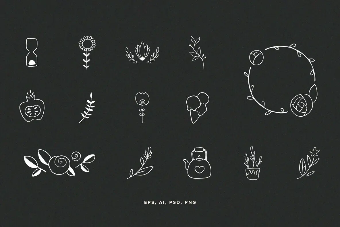 50 Hand Drawn Logo Elements Graphics - YouWorkForThem