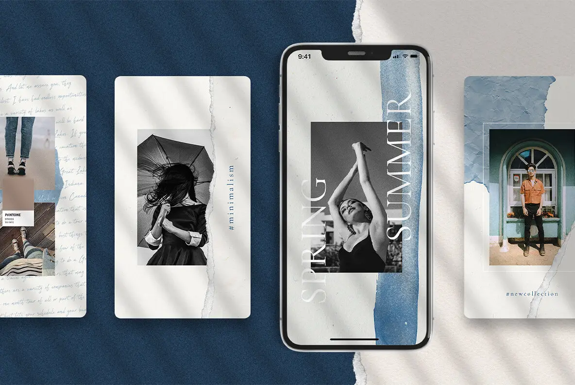 InstaBlue - Minimal Instagram Stories Graphics - YouWorkForThem