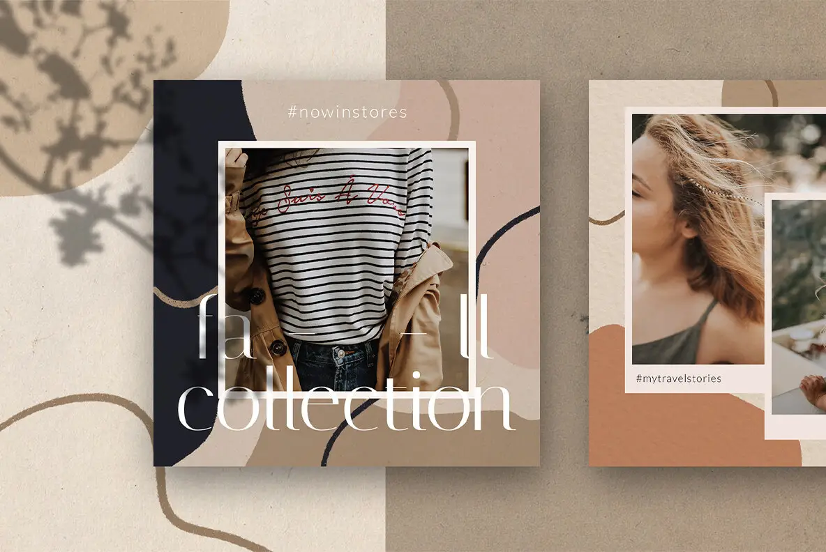 Natural Spring Graphics Elements With Instagram Templates Graphics ...