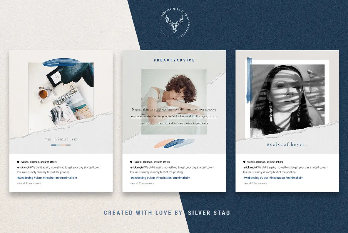 InstaBlue - Minimal Instagram Post Templates Graphics - YouWorkForThem