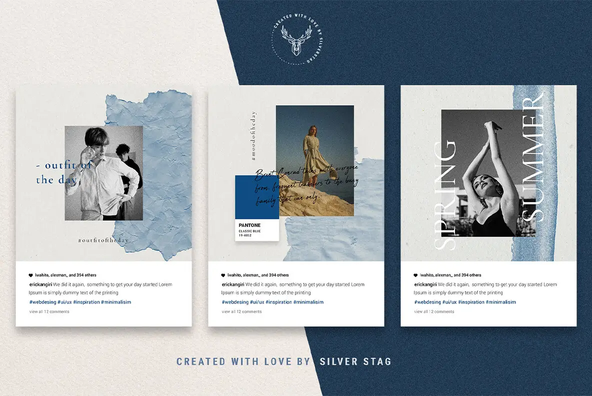InstaBlue - Minimal Instagram Post Templates Graphics - YouWorkForThem