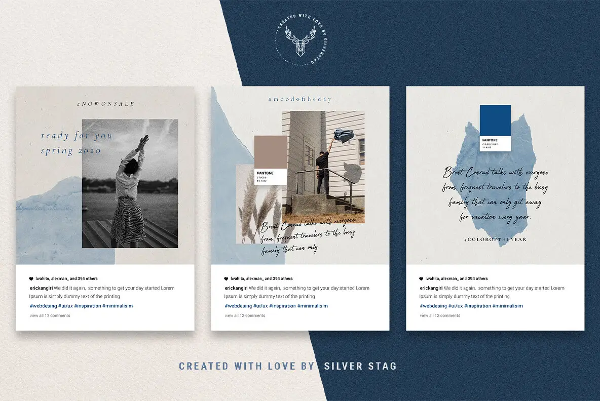 InstaBlue - Minimal Instagram Post Templates Graphics - YouWorkForThem