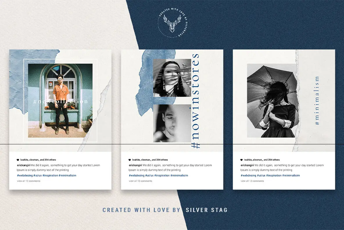 InstaBlue - Minimal Instagram Post Templates Graphics - YouWorkForThem