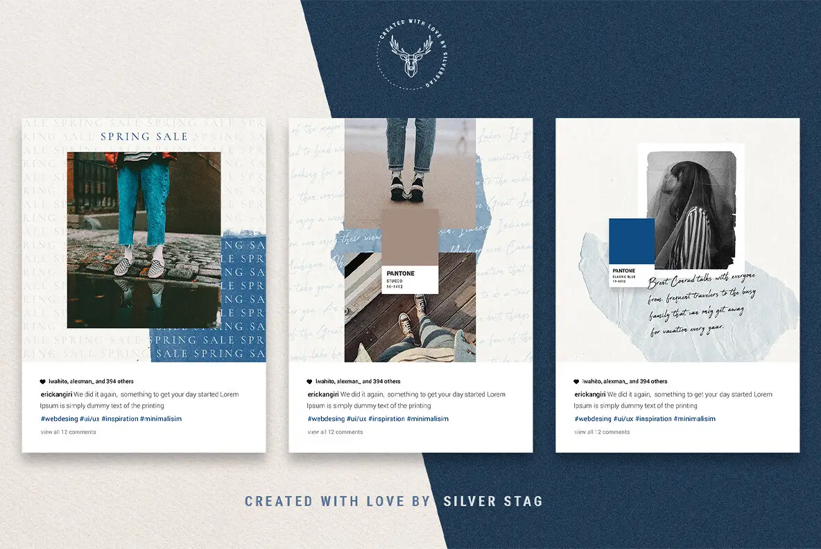 InstaBlue - Minimal Instagram Post Templates Graphics - YouWorkForThem