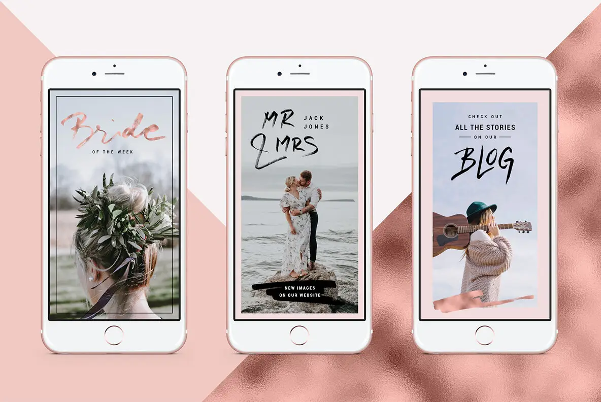 Rose Gold Instagram Stories Pack Graphics - YouWorkForThem