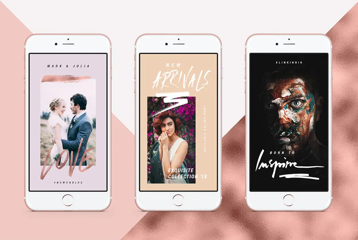 Rose Gold Instagram Stories Pack Graphics - YouWorkForThem