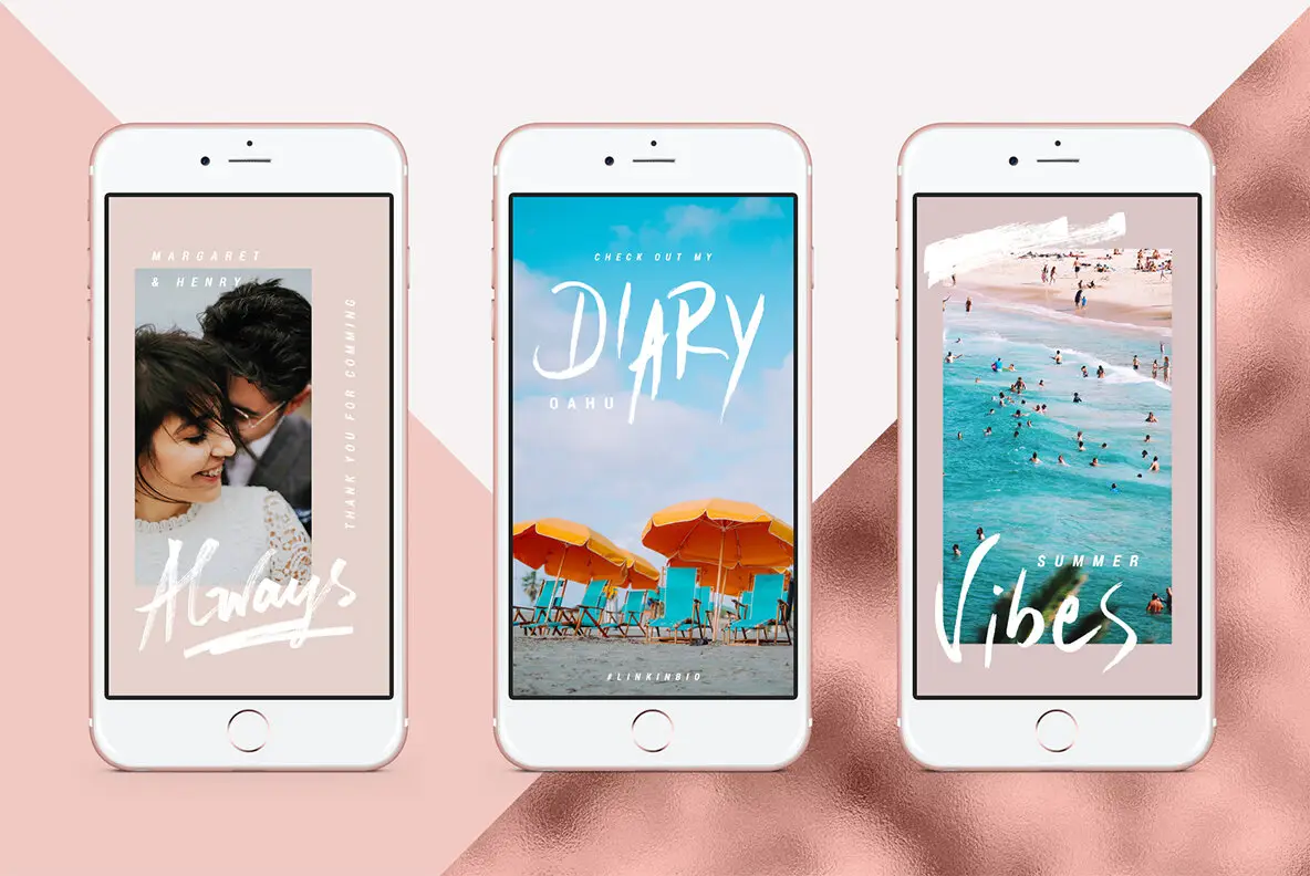 Rose Gold Instagram Stories Pack Graphics - YouWorkForThem