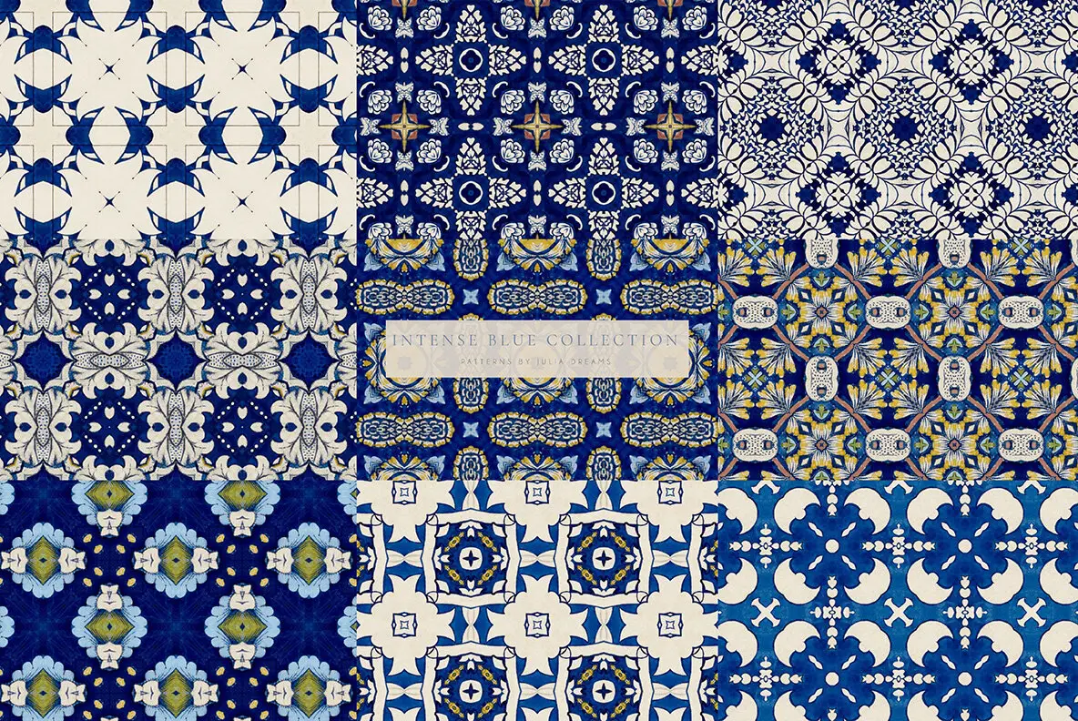 Intense Blue 99 Seamless Patterns Patterns - YouWorkForThem