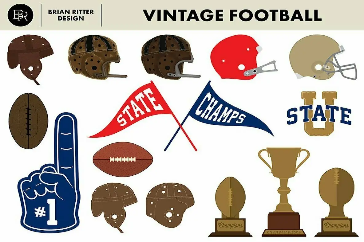 Vintage Football Vector Graphics Graphics - YouWorkForThem