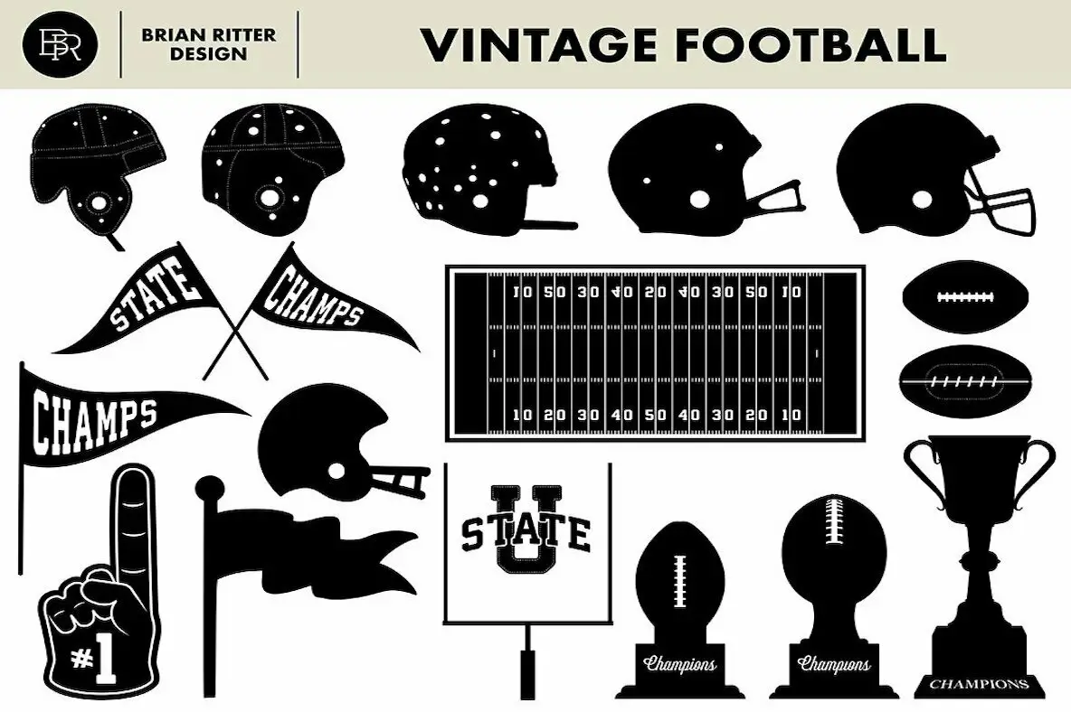 Vintage Football Vector Graphics Graphics - YouWorkForThem
