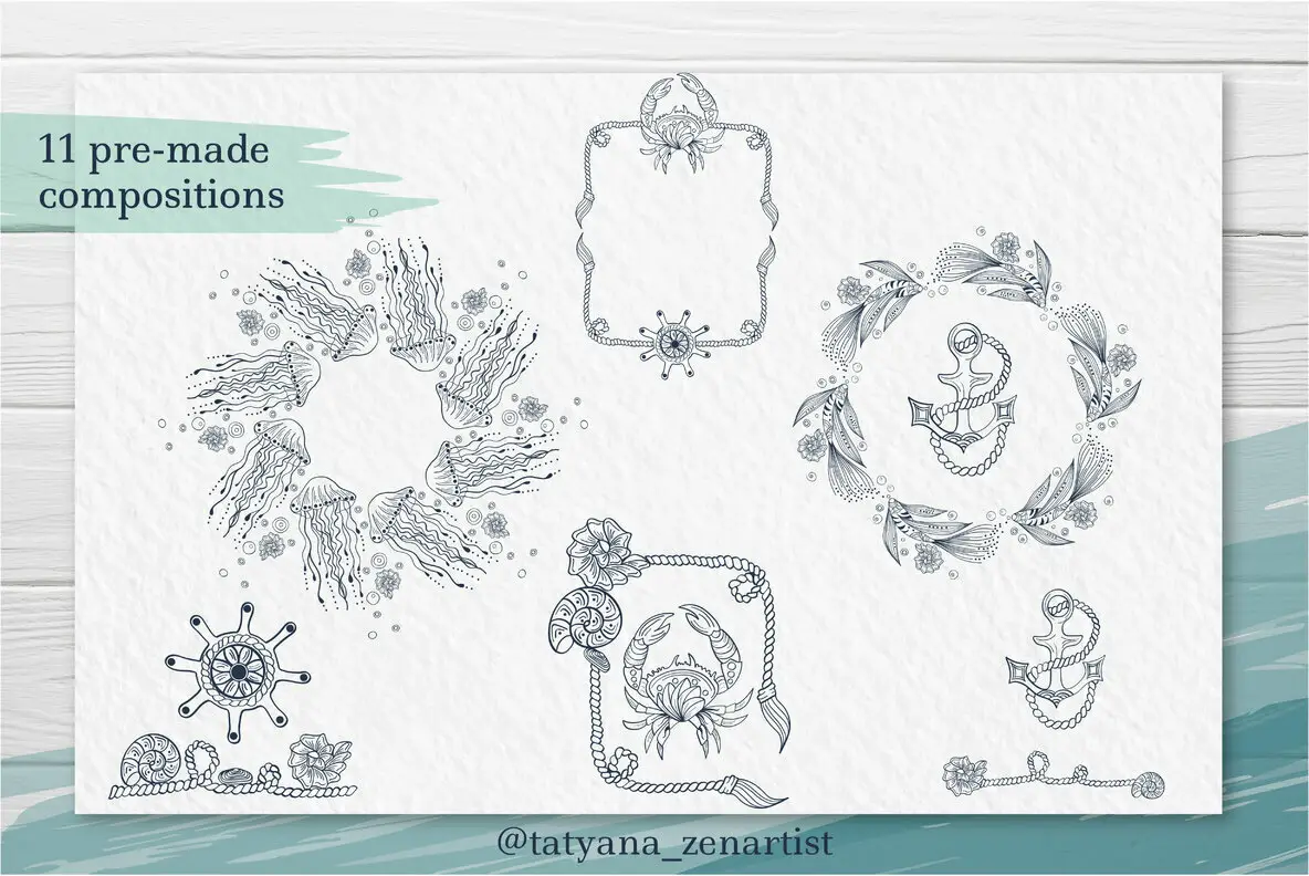 Abstract and Linear Marine Vector Collection Graphics - YouWorkForThem