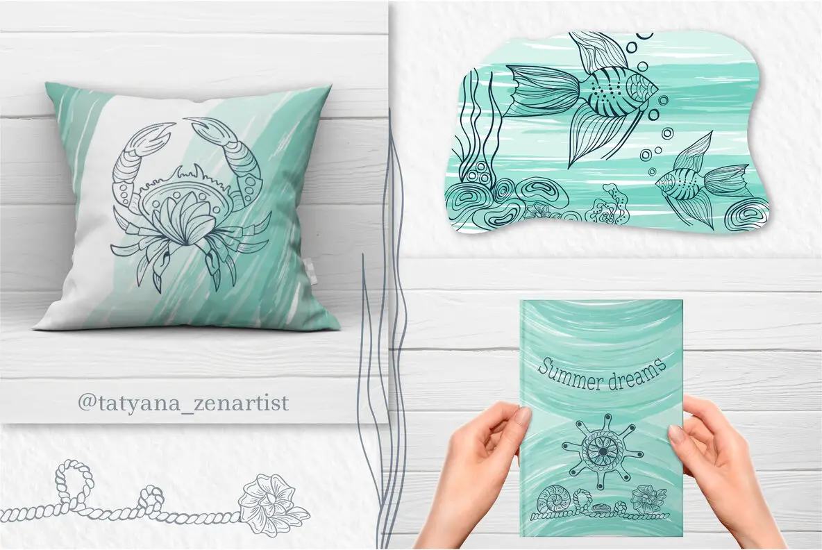 Abstract and Linear Marine Vector Collection Graphics - YouWorkForThem
