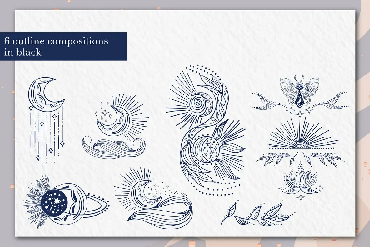 Abstract Magic Line Art Collection Graphics - YouWorkForThem