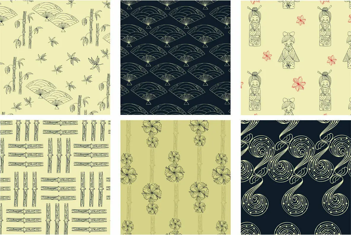 Line art Japanese Pattern Collection Graphics - YouWorkForThem