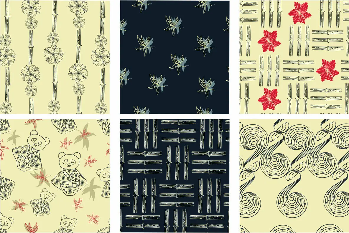 Line art Japanese Pattern Collection Graphics - YouWorkForThem