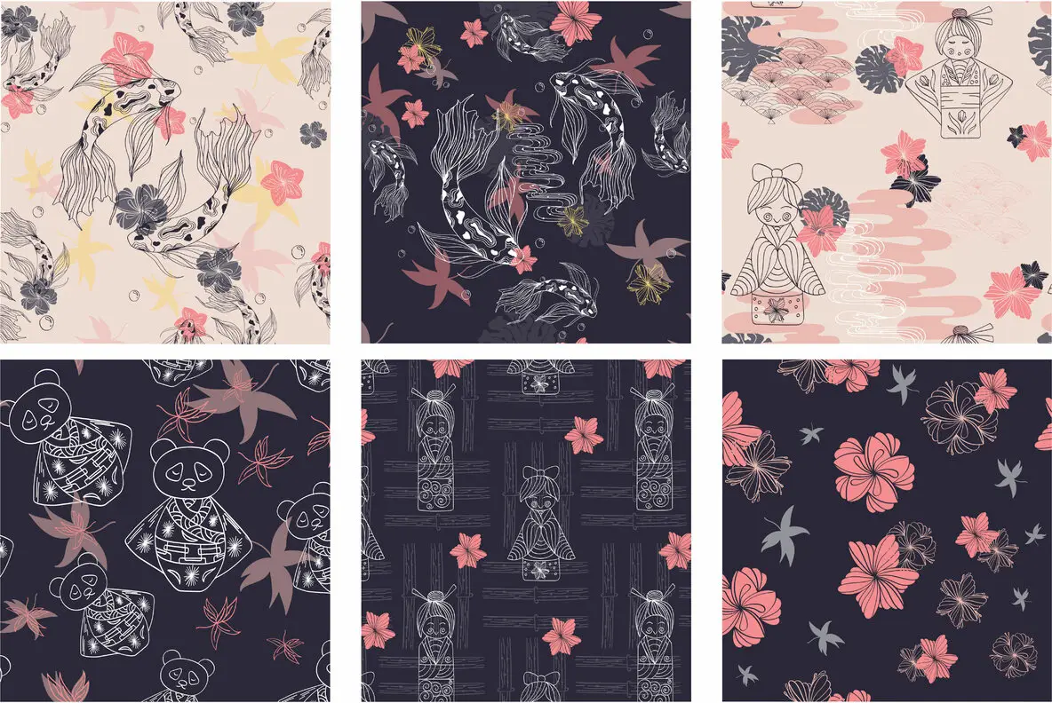 Line art Japanese Pattern Collection Graphics - YouWorkForThem