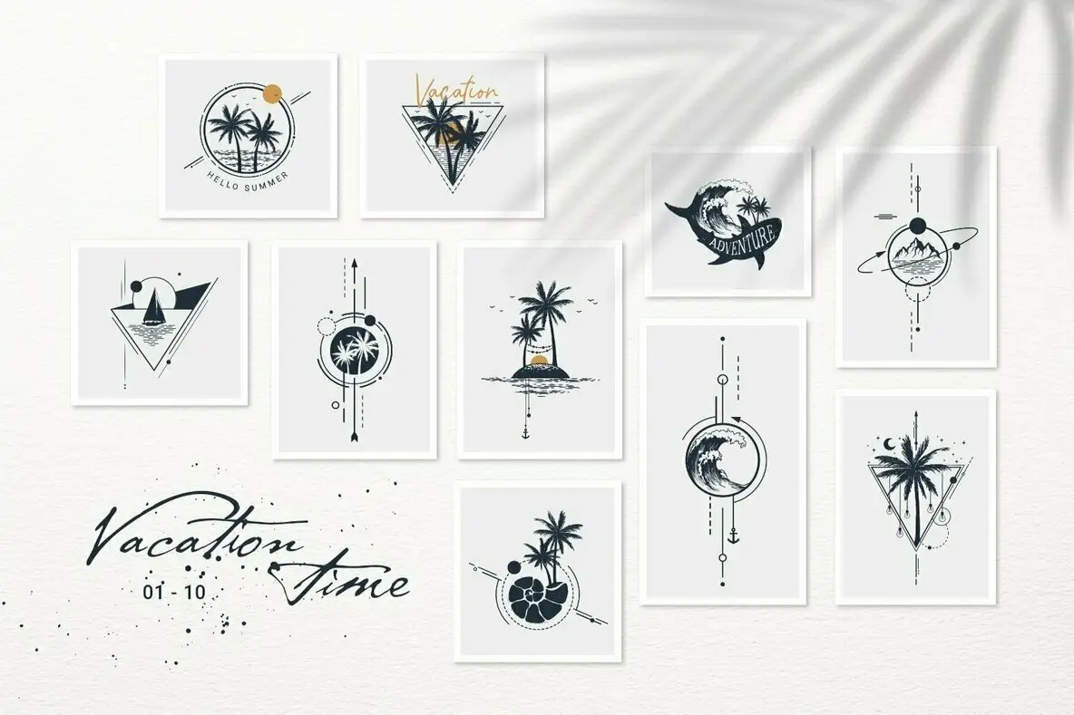 50 Logos Badges - Vacation Time Graphics - YouWorkForThem