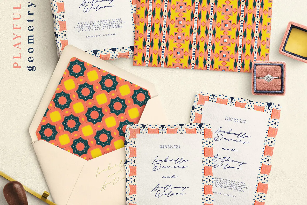 Playful Geometry Seamless Patterns Graphics - YouWorkForThem