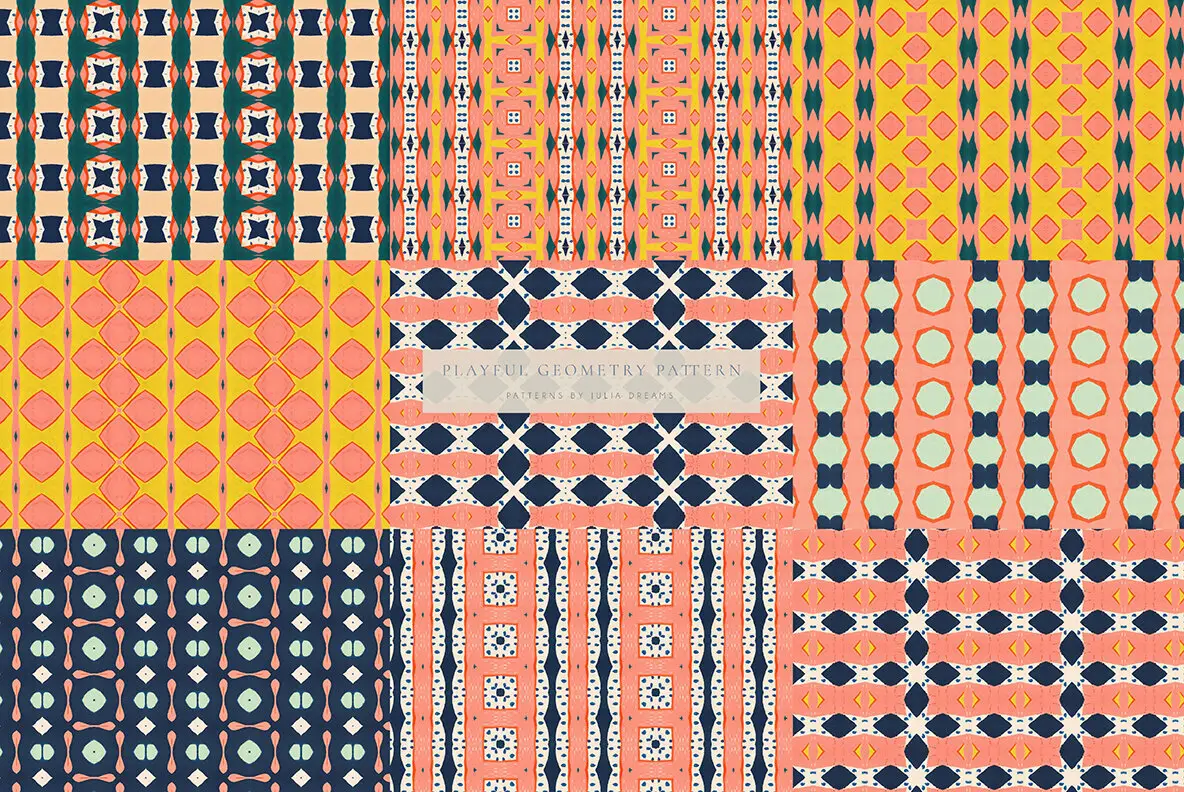 Playful Geometry Seamless Patterns Graphics - YouWorkForThem