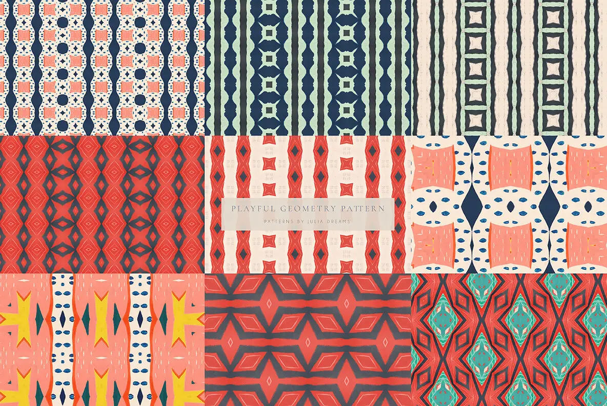 Playful Geometry Seamless Patterns Graphics - YouWorkForThem