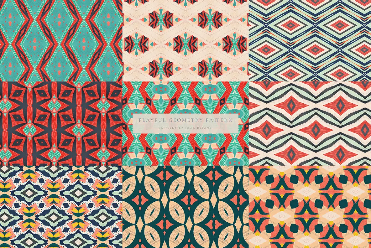 Playful Geometry Seamless Patterns Graphics - YouWorkForThem