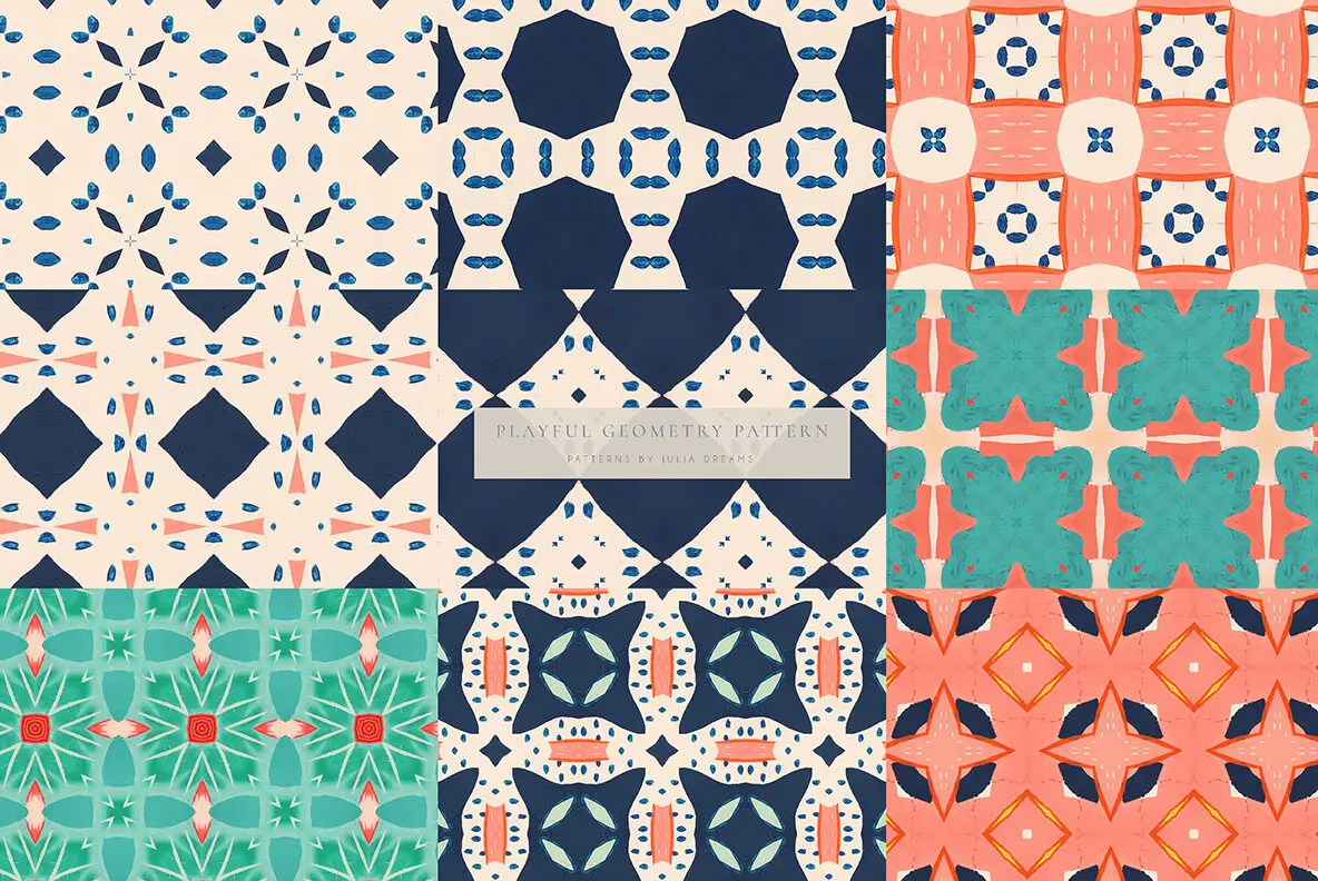 Playful Geometry Seamless Patterns Graphics - YouWorkForThem