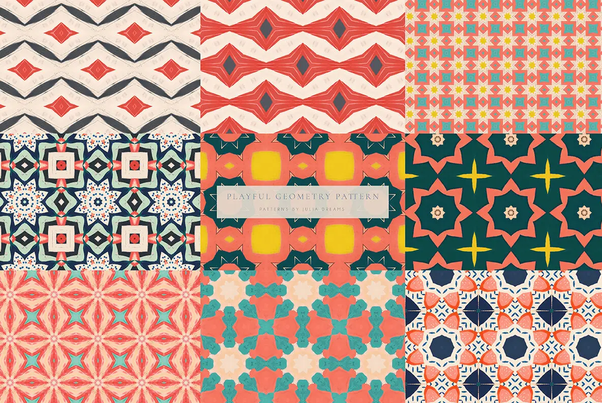 Playful Geometry Seamless Patterns Graphics - YouWorkForThem