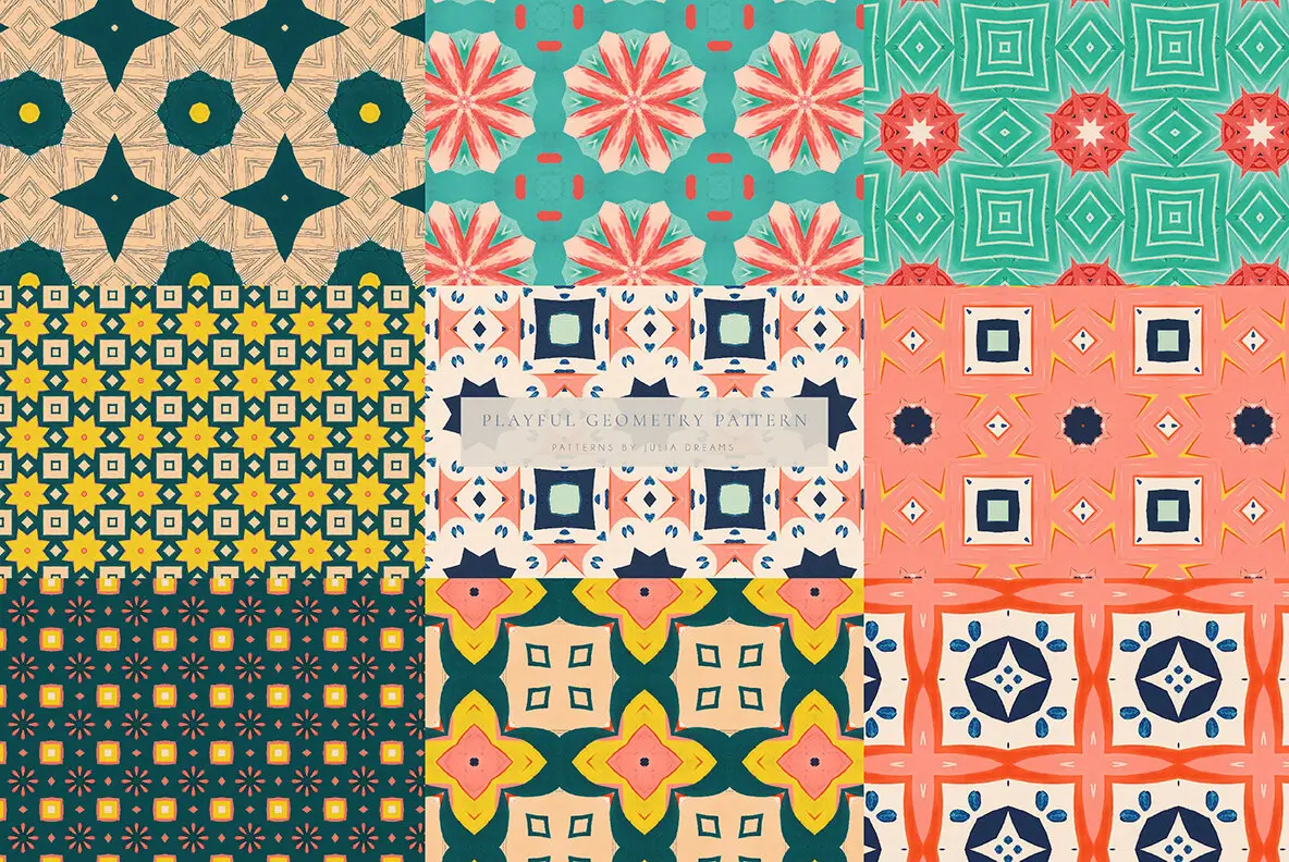 Playful Geometry Seamless Patterns Graphics - YouWorkForThem