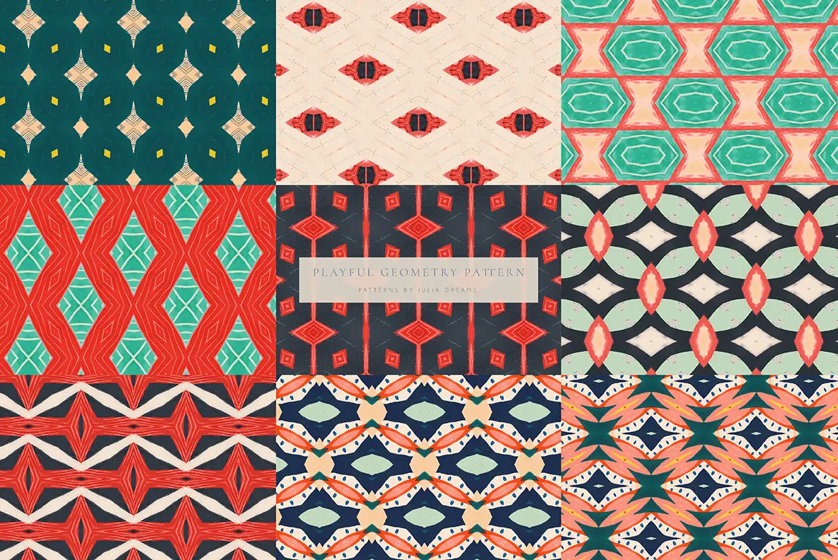 Playful Geometry Seamless Patterns Graphics - YouWorkForThem