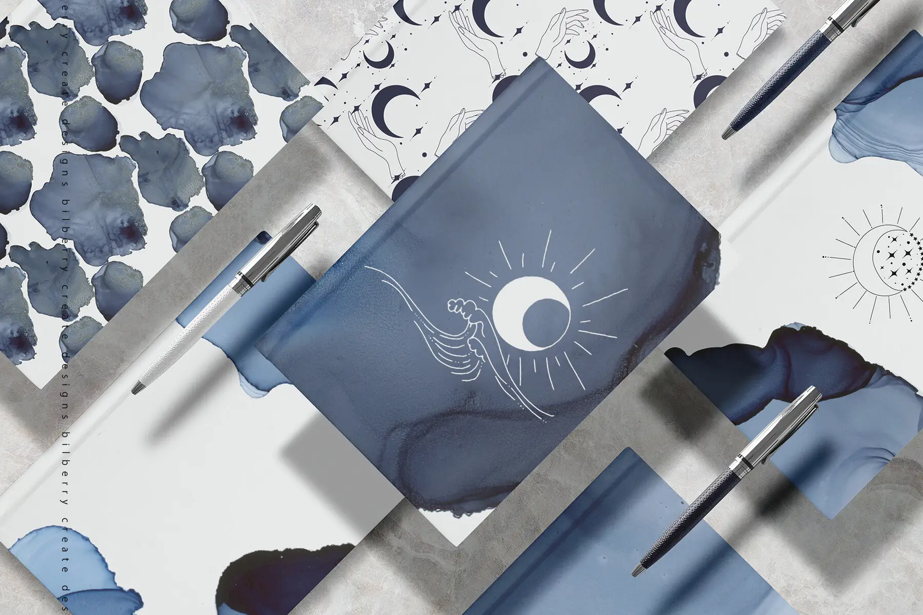 Deep Blue Moon ink texture Graphics - YouWorkForThem