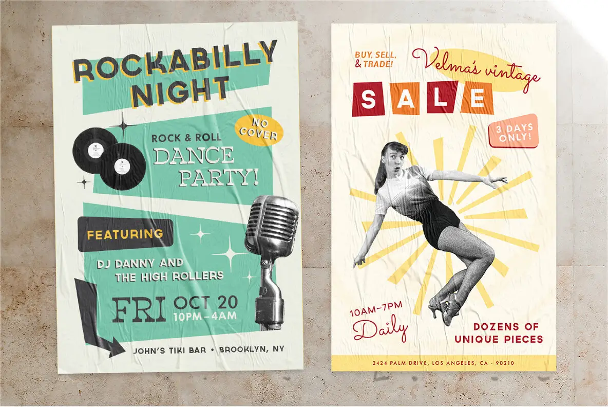 Vintage Mid-Century Vector Set Graphics - YouWorkForThem