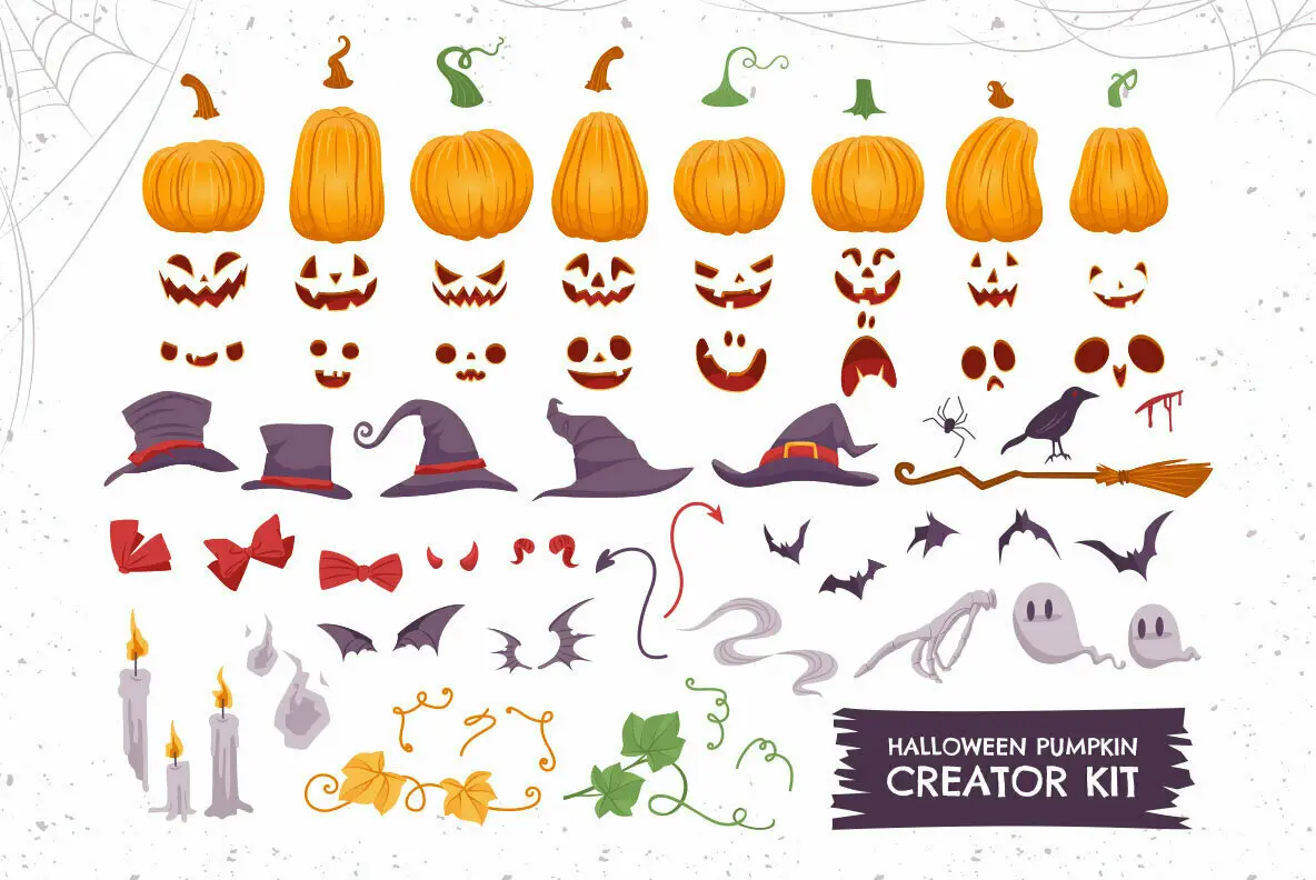 Halloween Pumpkin Creator Kit Graphics - YouWorkForThem