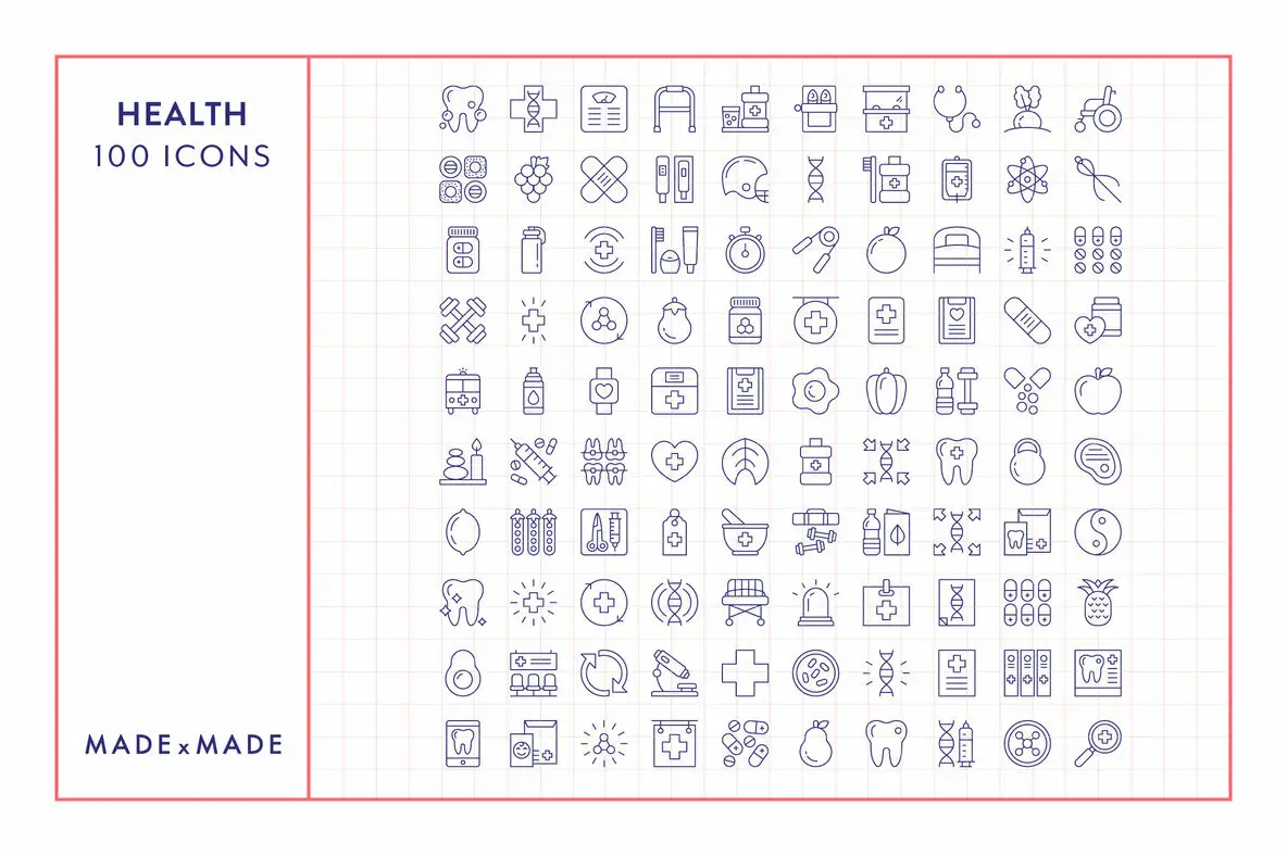 Health Line Icons Graphics - YouWorkForThem