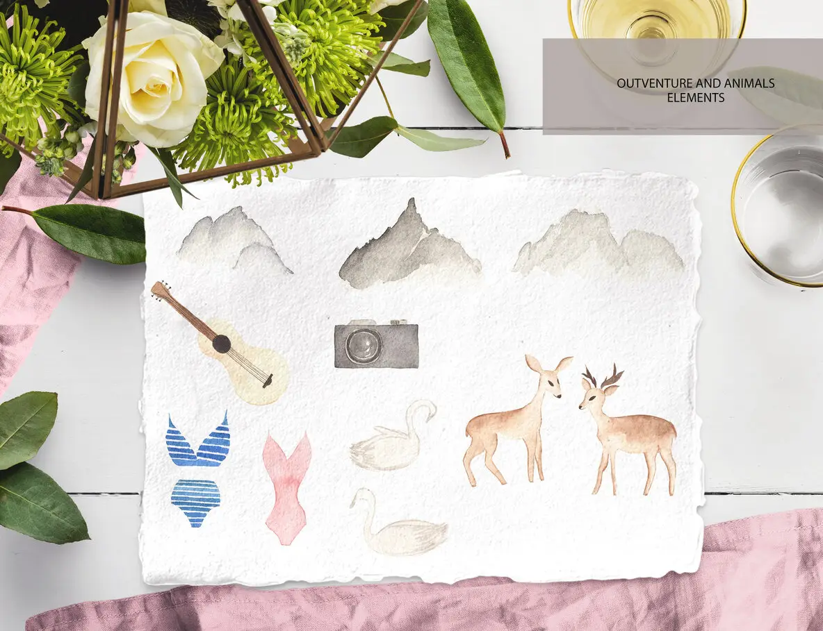 Watercolour Wedding Map Creator Kit Graphics - YouWorkForThem