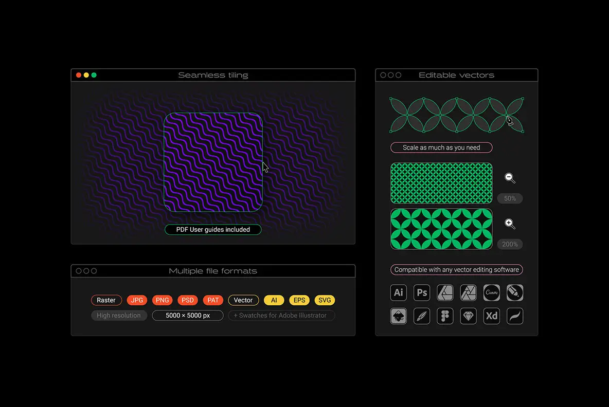 Bold Geometric Seamless Patterns Collection Graphics - YouWorkForThem