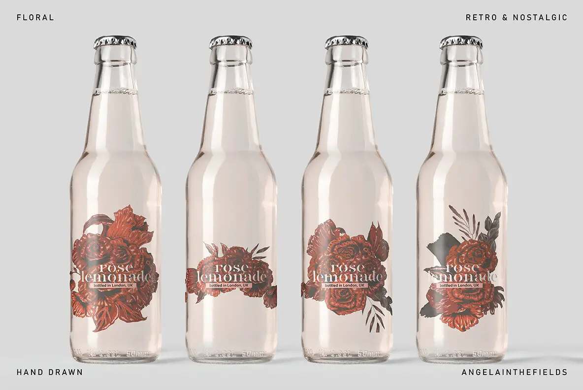 Dark Demure Floral Illustration Set Graphics - YouWorkForThem