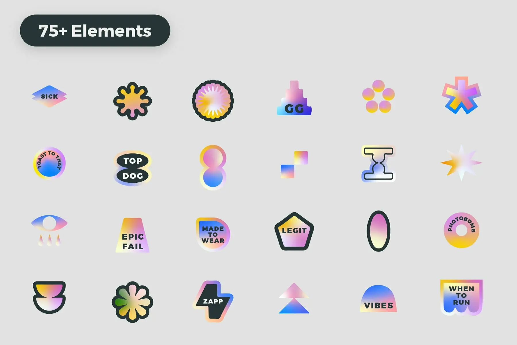 Gradient Sticker Bundle Graphics - YouWorkForThem