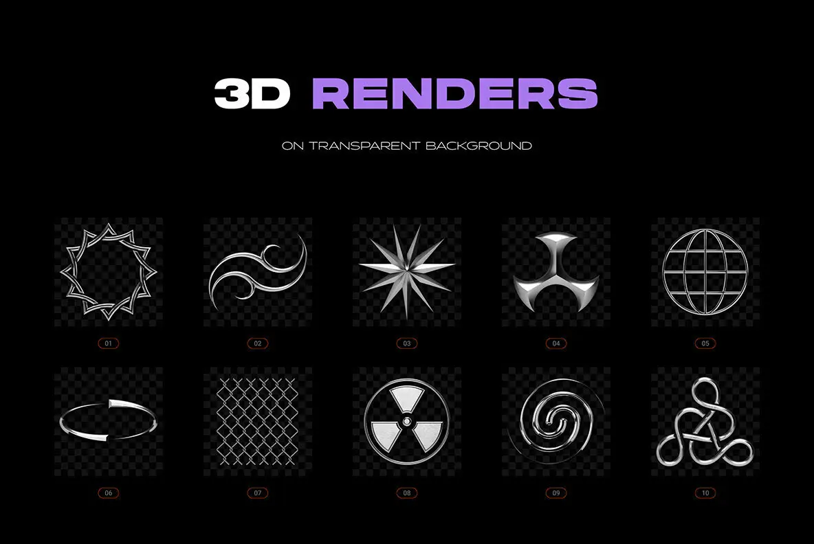 Chrome Vector Abstract Shapes Bundle Objects - YouWorkForThem