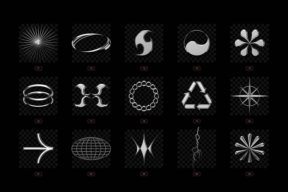 Chrome Vector Abstract Shapes Bundle Objects - YouWorkForThem