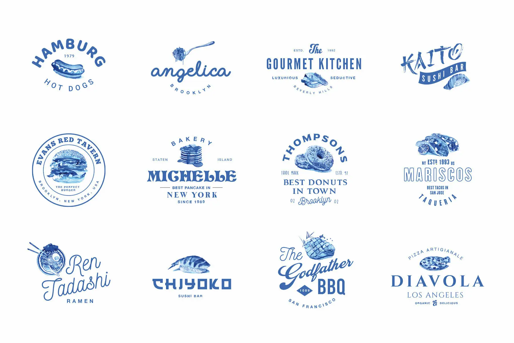 12 Food Industry Logos Hand Painted Graphics - YouWorkForThem
