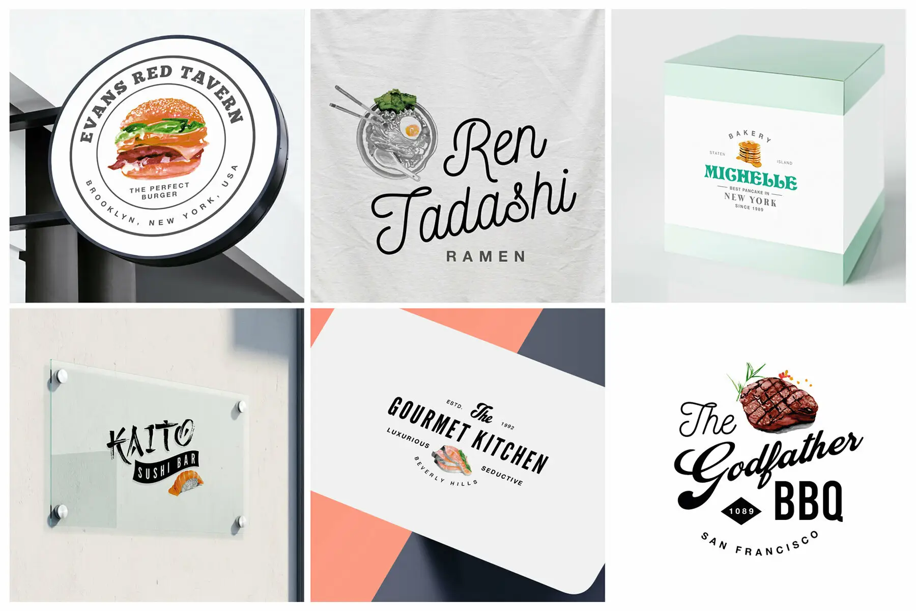 12 Food Industry Logos Hand Painted Graphics - YouWorkForThem