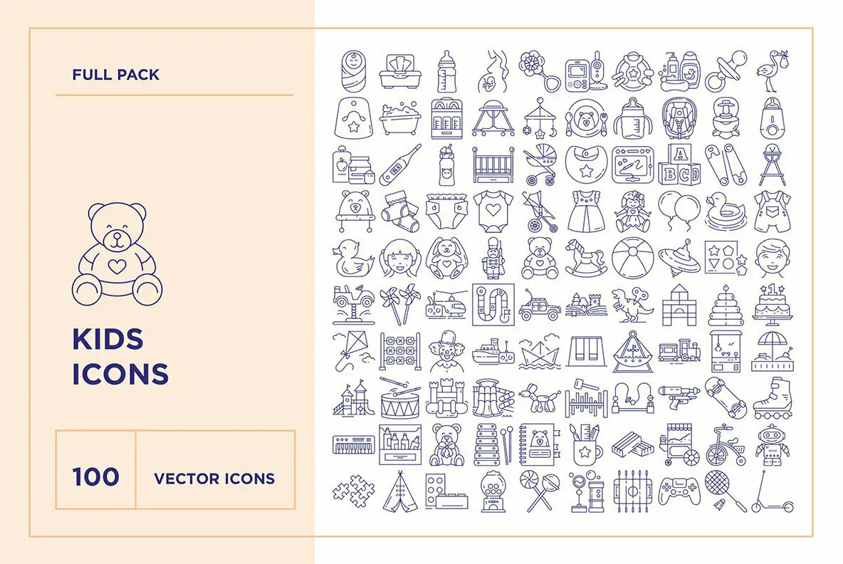 Kids Icon Set Graphics - YouWorkForThem