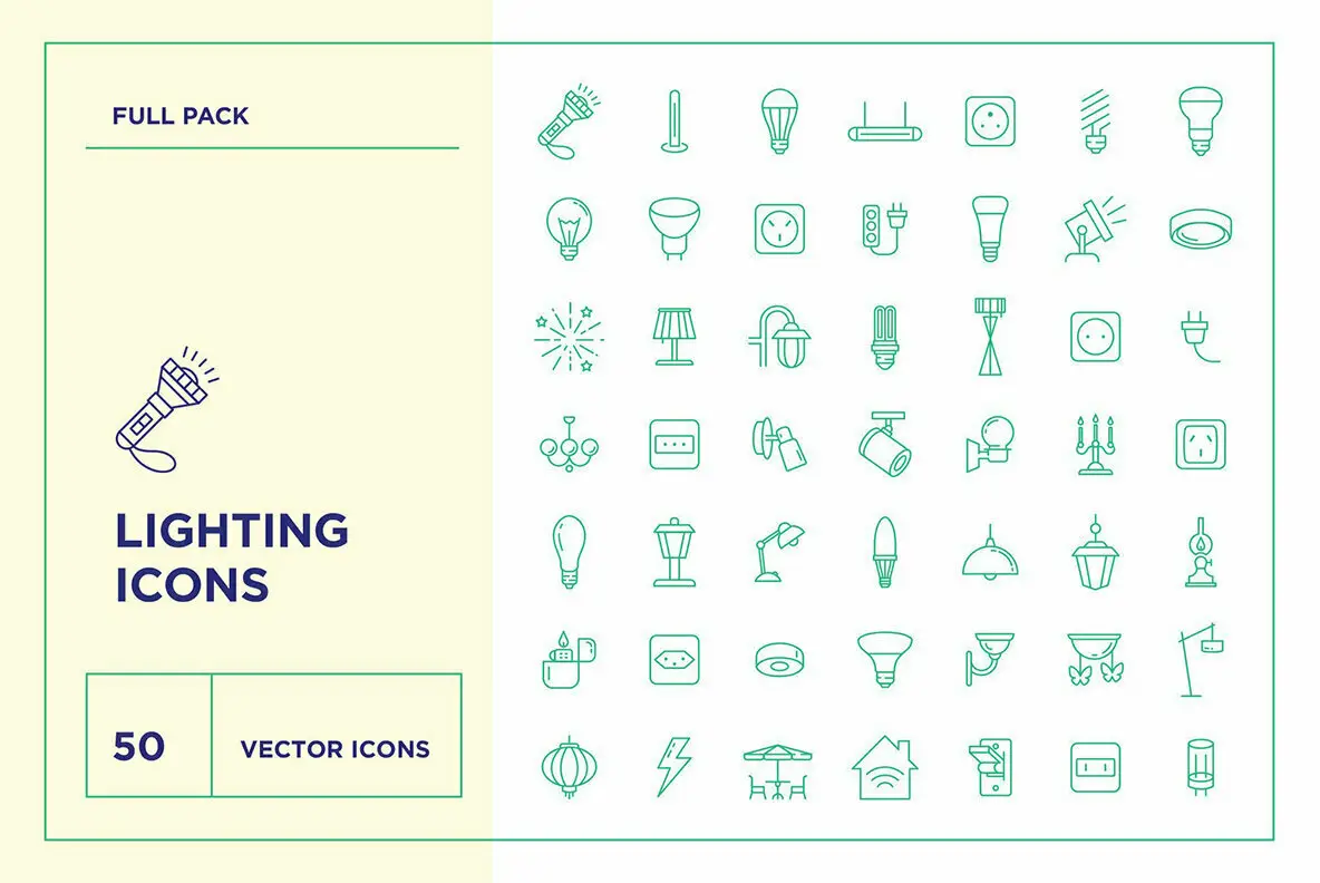 Lighting Icon Set Graphics - YouWorkForThem
