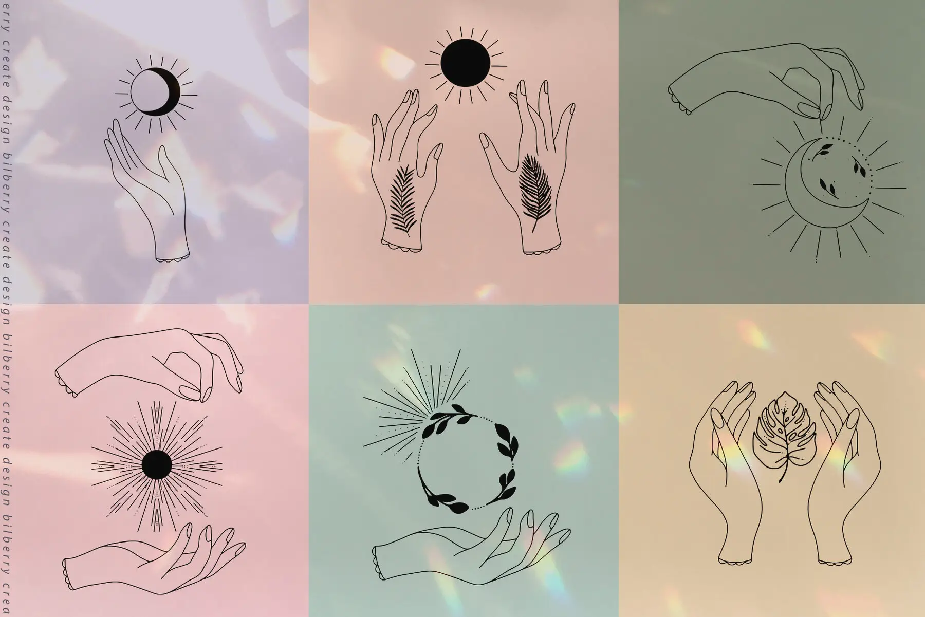 Summer Moon Art Set Graphics - YouWorkForThem