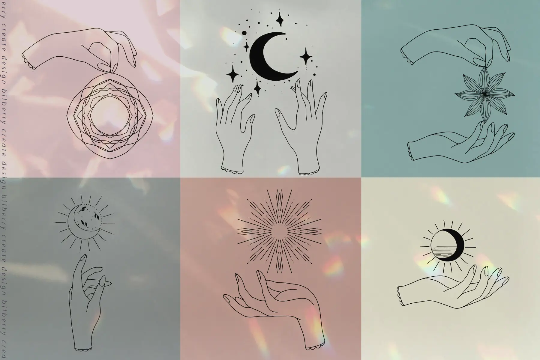 Summer Moon Art Set Graphics - YouWorkForThem