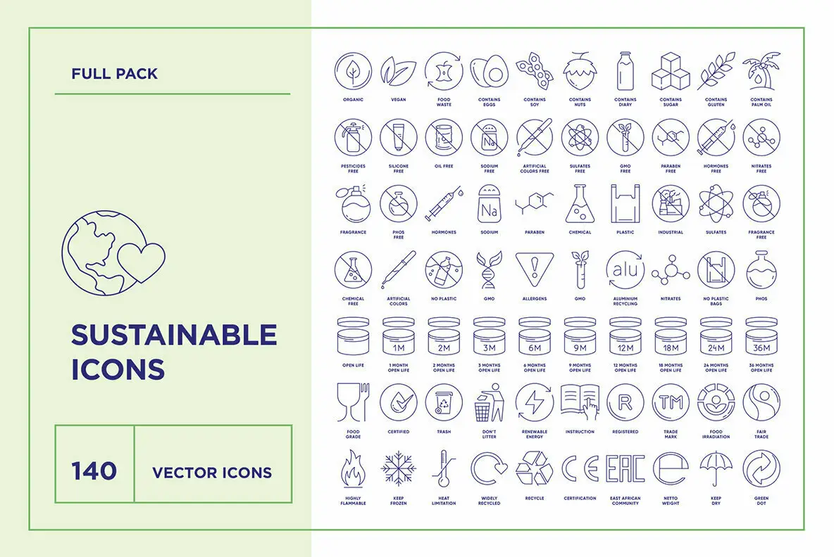 Sustainable Packaging Icon Set Graphics - YouWorkForThem