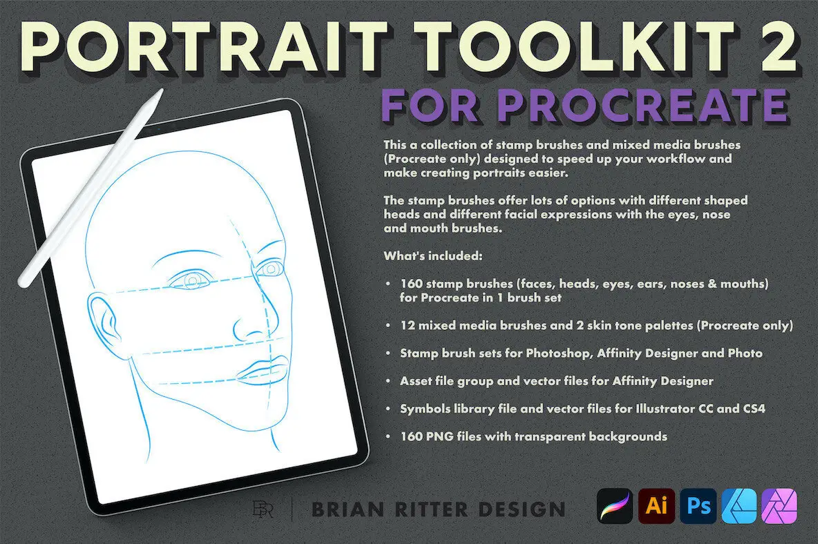Portrait Toolkit 2 for Procreate - YouWorkForThem