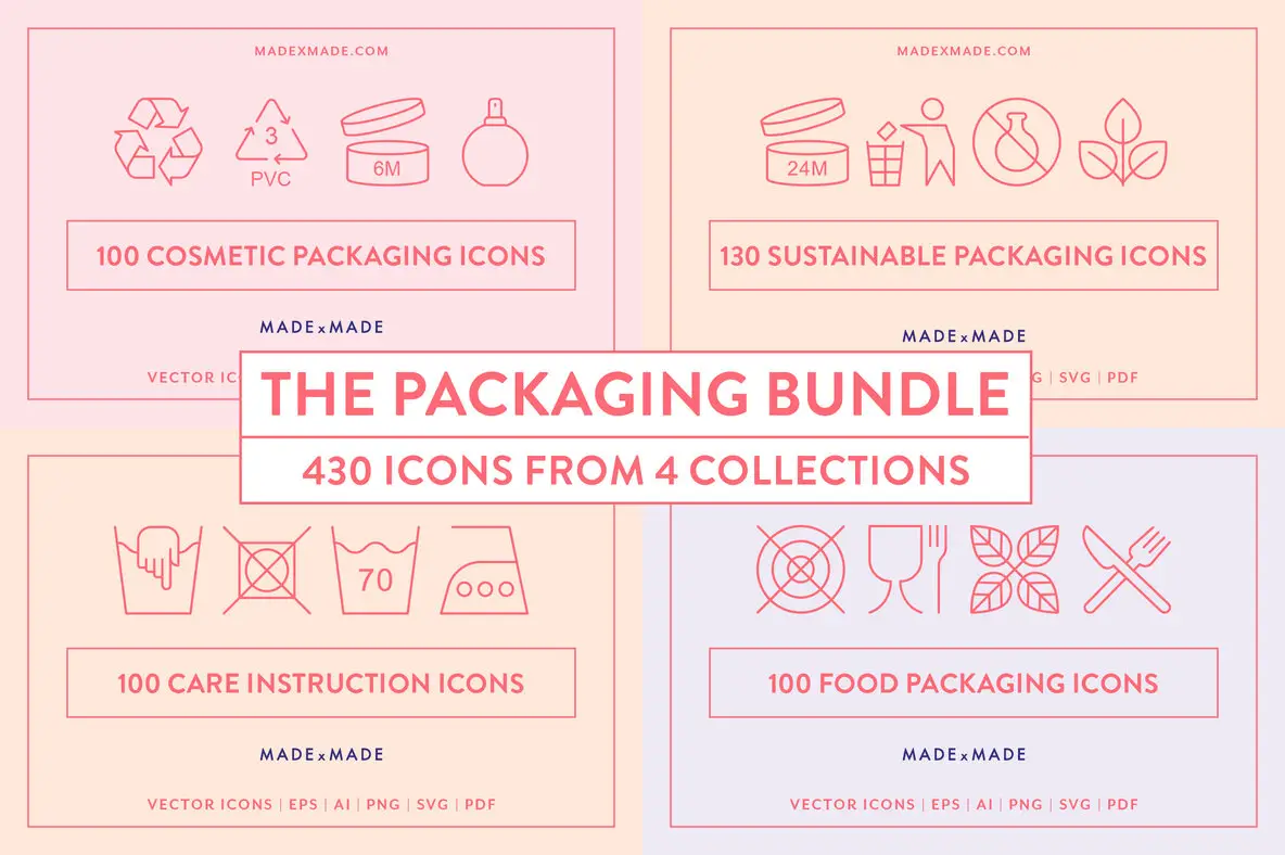 4x Packaging Icons Bundle Icons - YouWorkForThem